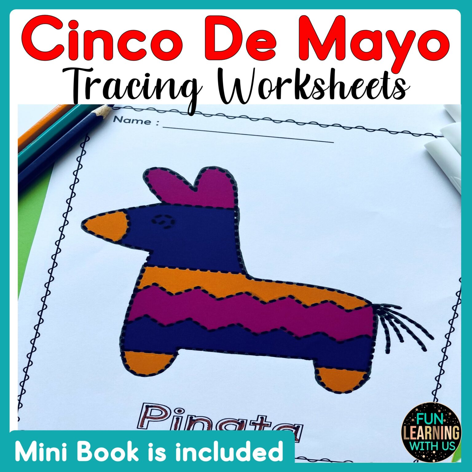 Cinco De Mayo Picture Tracing & Coloring Fine Motor Worksheets | Made ...