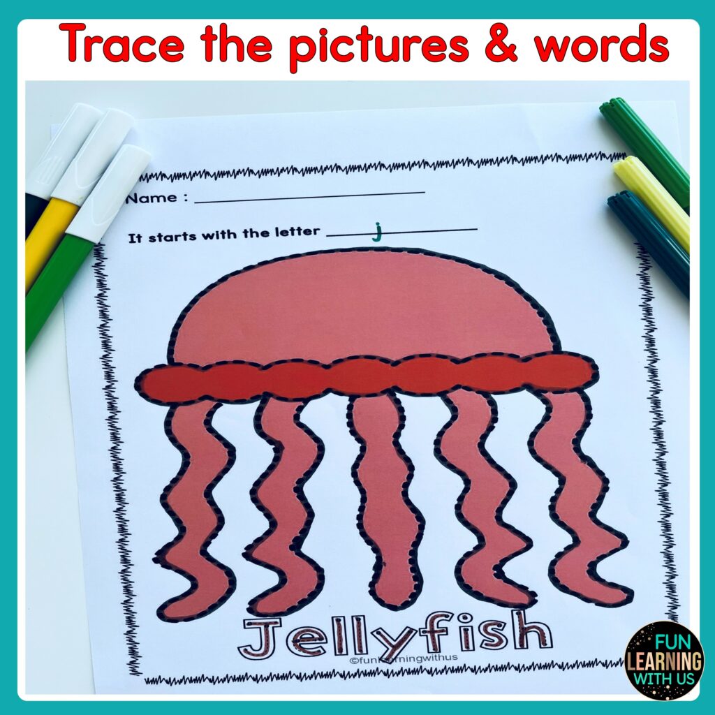 Ocean Animals Picture Tracing & Coloring Fine Motor Worksheets | Made ...
