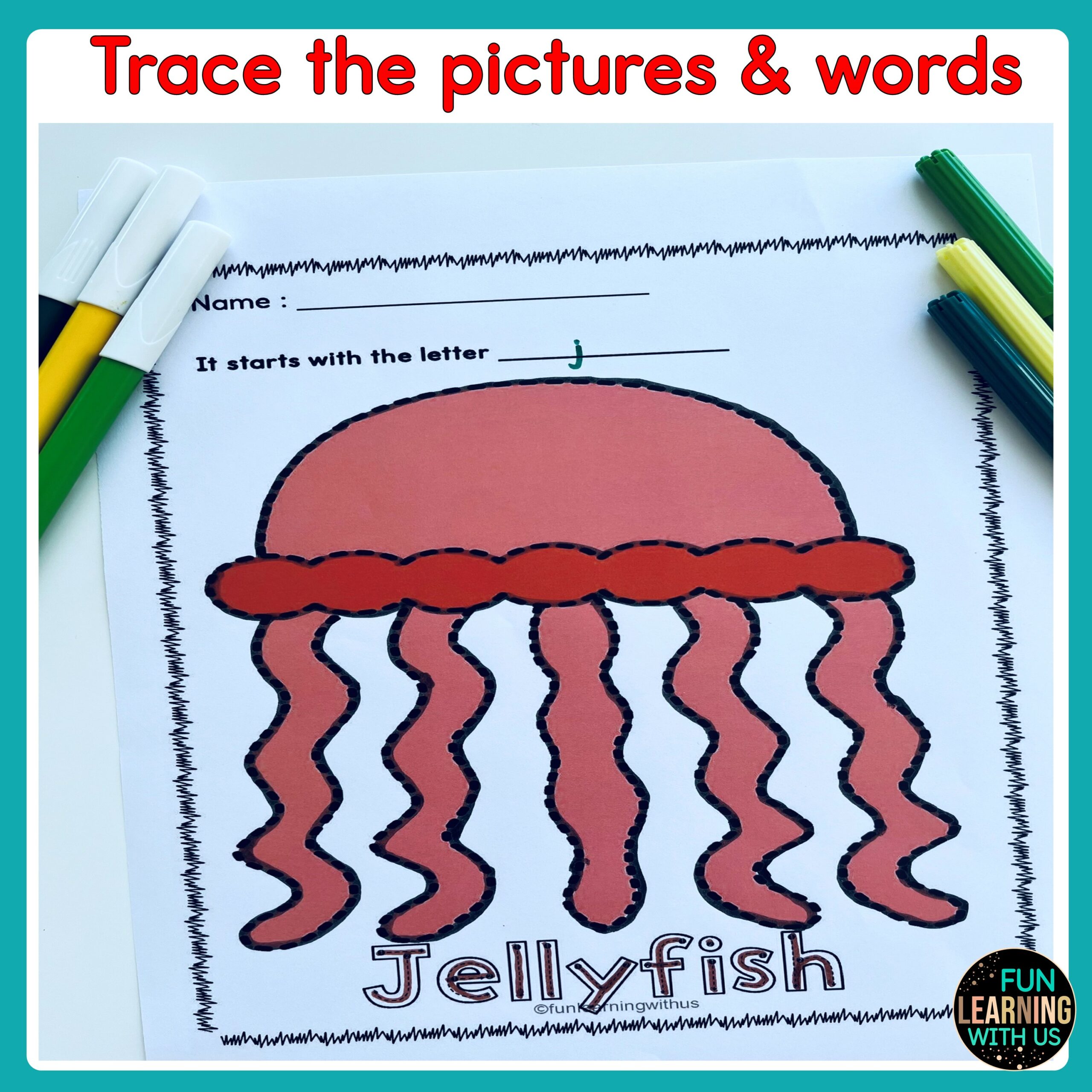 Ocean Animals Picture Tracing & Coloring Fine Motor Worksheets | Made ...