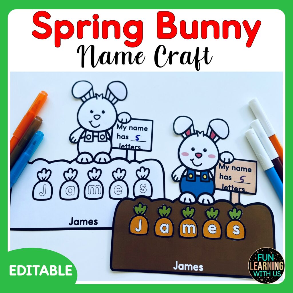 Spring Bunny Name Crafts | Seasonal Editable Name Activity | Made By ...