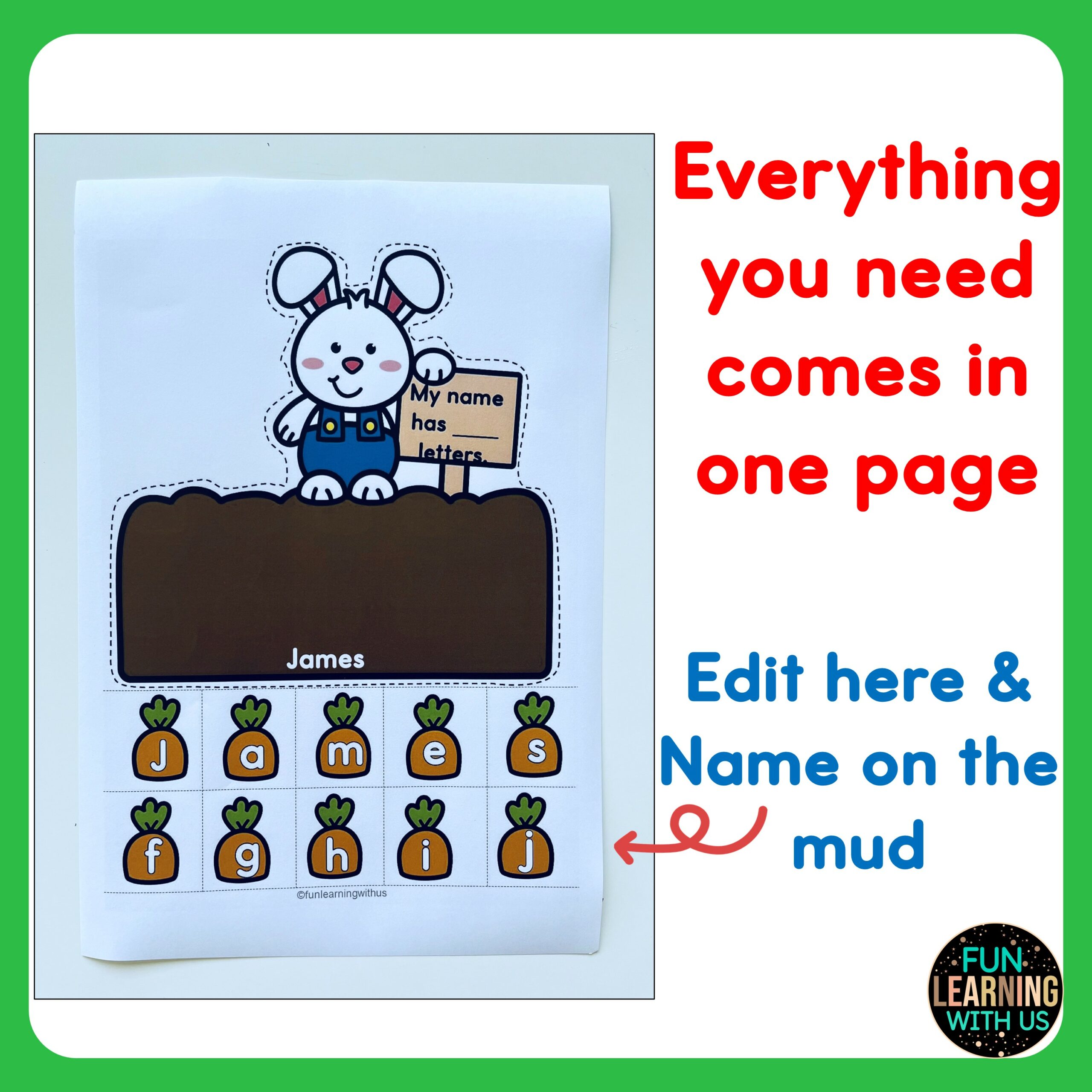 Spring Bunny Name Crafts | Seasonal Editable Name Activity | Made By ...