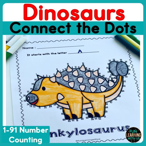 Dinosaurs Dot to Dot Counting to 91 | Fine motor Skill Math Counting ...