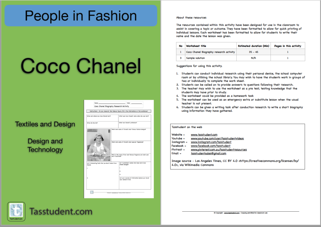 People in Fashion Design - Coco Chanel | Made By Teachers