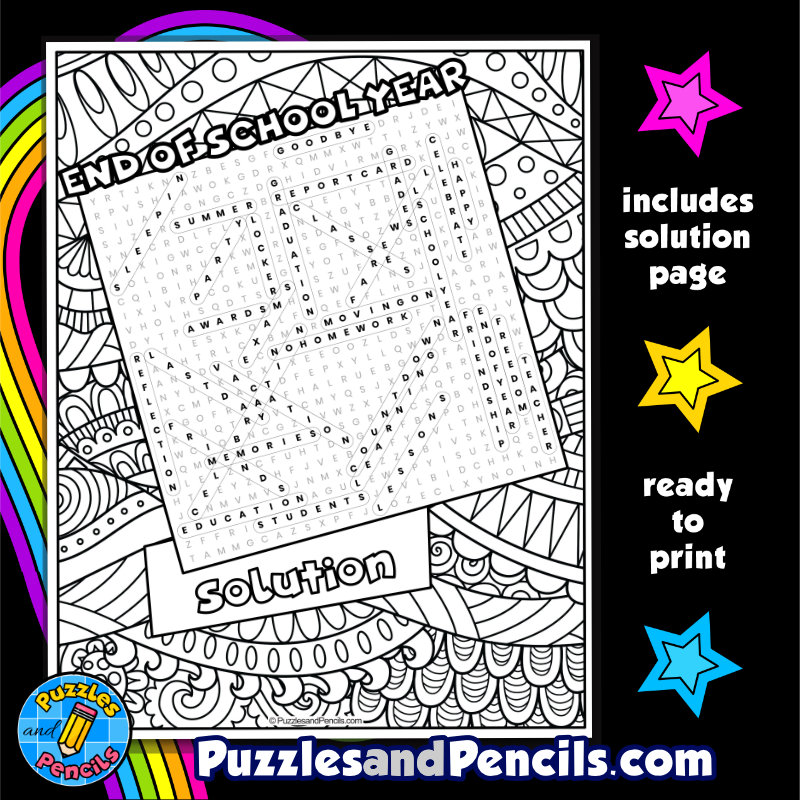 End Of School Year Word Search Puzzle Activity Page With Coloring Last Day Of School end-of-school-year-word-search-puzzle-activity-page-with-coloring-last-day-of-school