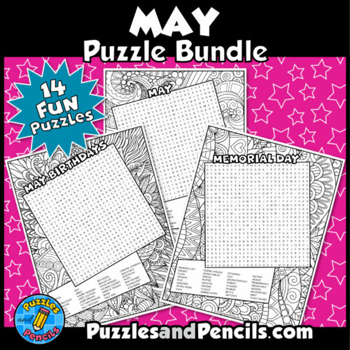 May Word Search Puzzle Activity Page BUNDLE | 14 Wordsearch Puzzles ...