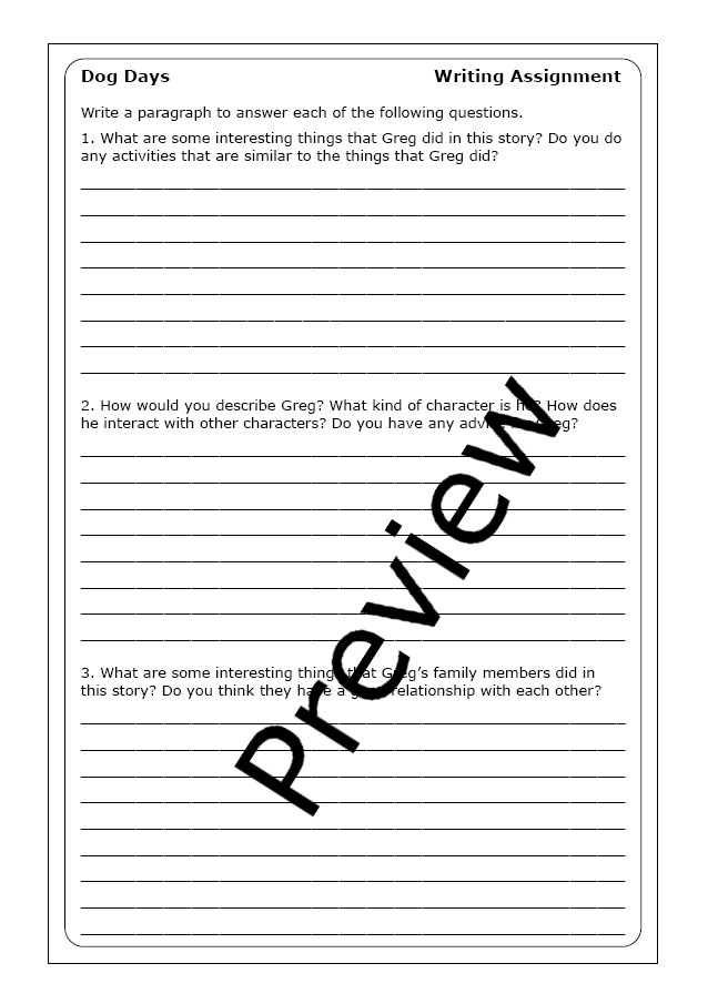 Jeff Kinney "Dog Days" worksheets | Made By Teachers