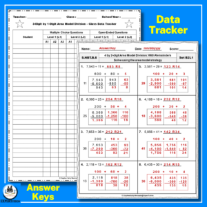 2 Digit Divisors Area Model Division Worksheets Bundle | Made By Teachers
