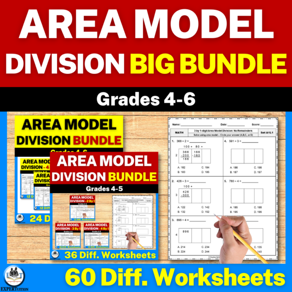 1 & 2 Digit Divisors Area Model Division Worksheets Bundle - Made By ...