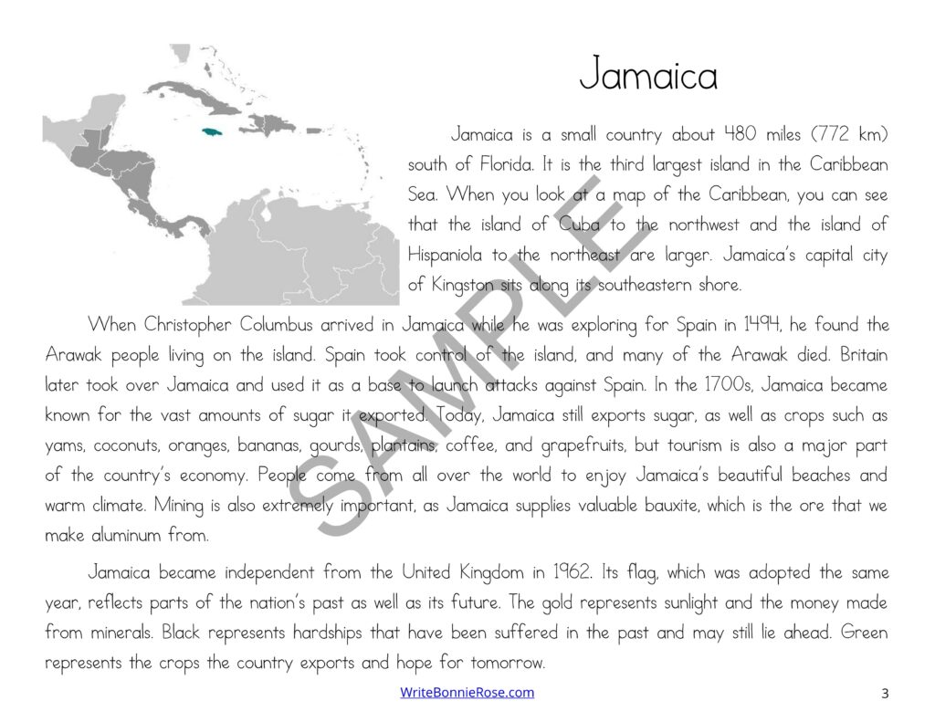 My Book About Jamaica with Cursive Copywork | Made By Teachers
