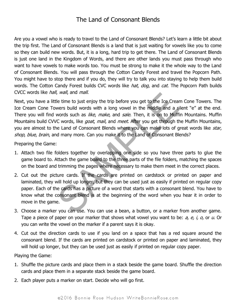 Land of Consonant Blends Board Game | Made By Teachers