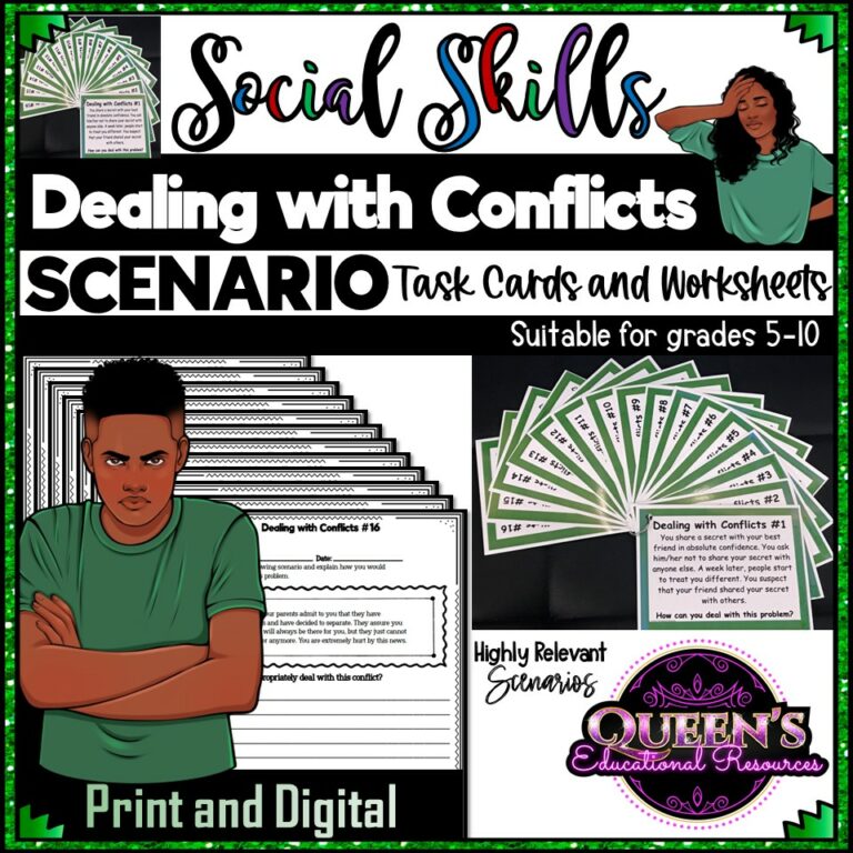Dealing with Conflicts Scenario Task Cards and Worksheets, Conflict ...