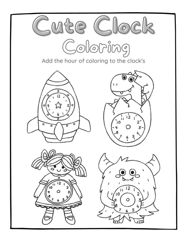 Cute Clock Coloring Book for Kids | Made By Teachers