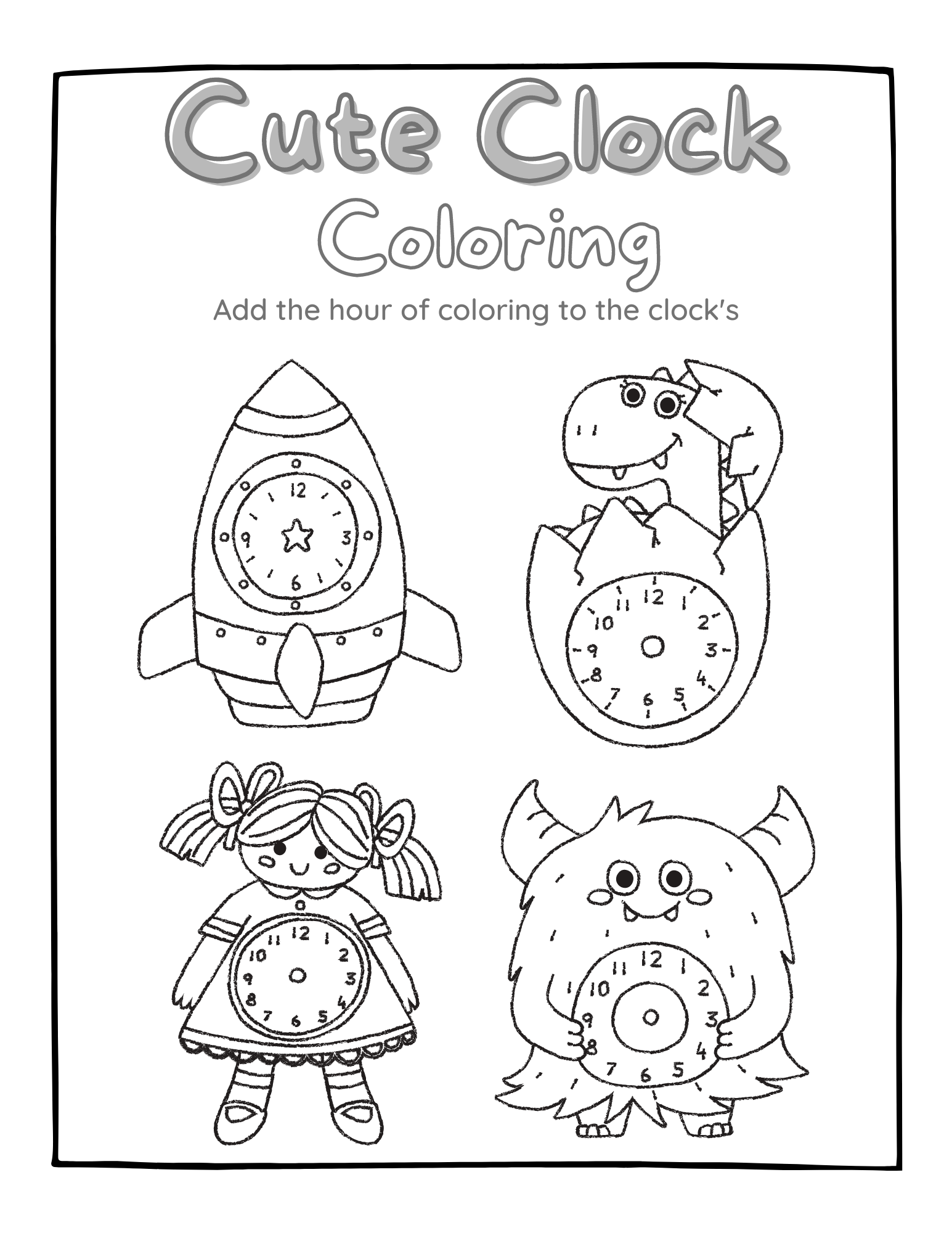 Cute Clock Coloring Book for Kids | Made By Teachers