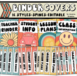 Binder Covers and Spines Teacher Planner Editable Groovy Retro Vibes ...