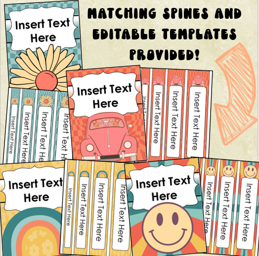 Binder Covers and Spines Teacher Planner Editable Groovy Retro Vibes ...