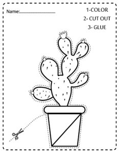Cut and Paste Cactus Scissor Practice for Preschool Worksheets | Made ...