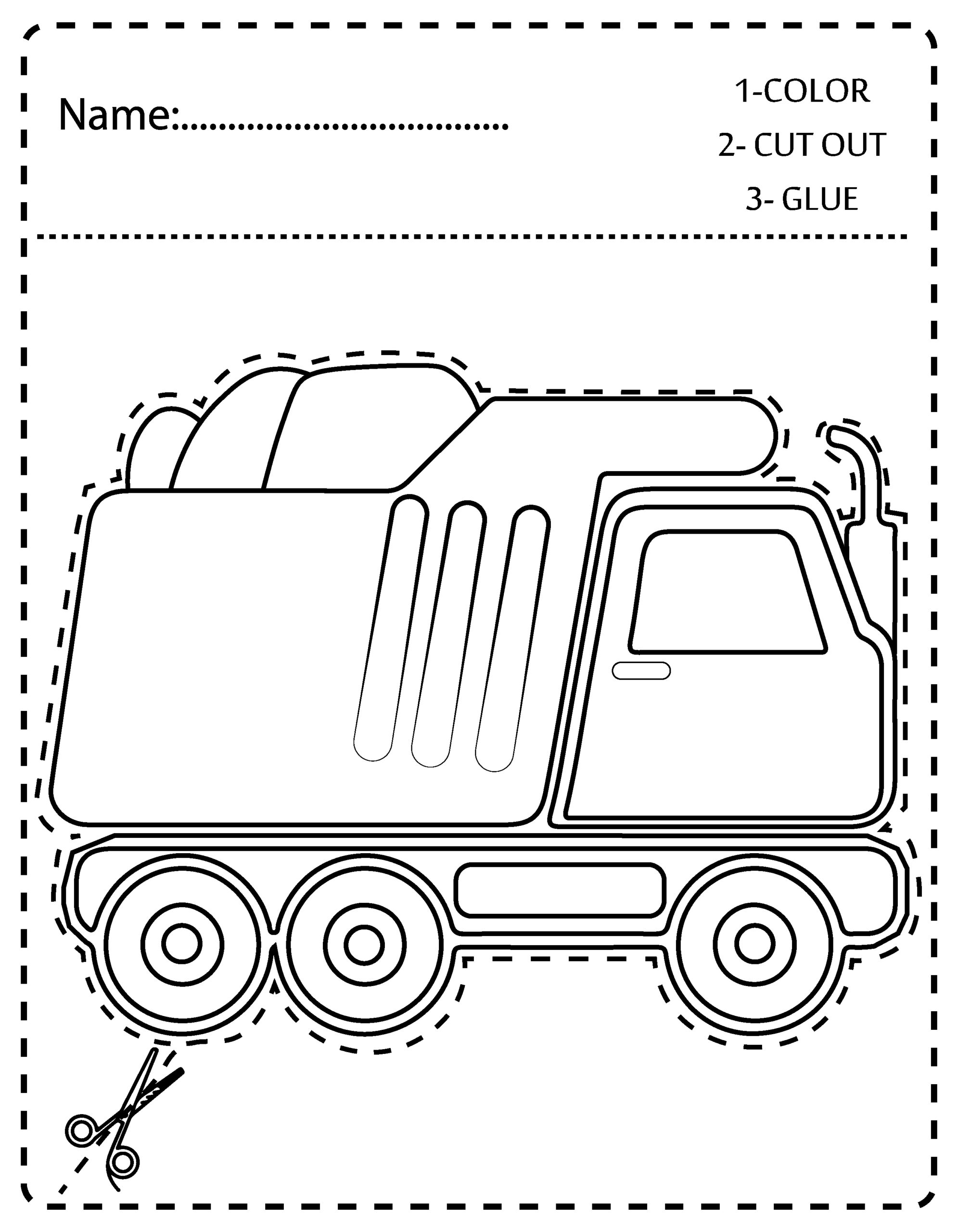 Cut And Past Construction Vehicles Scissor Practice | Made By Teachers