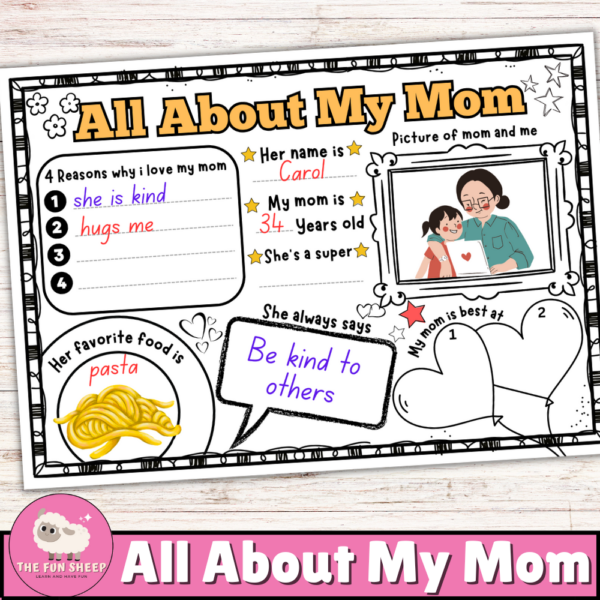 All About My Mom Questionnaire | Mother's Day Printable Craft for Mom ...