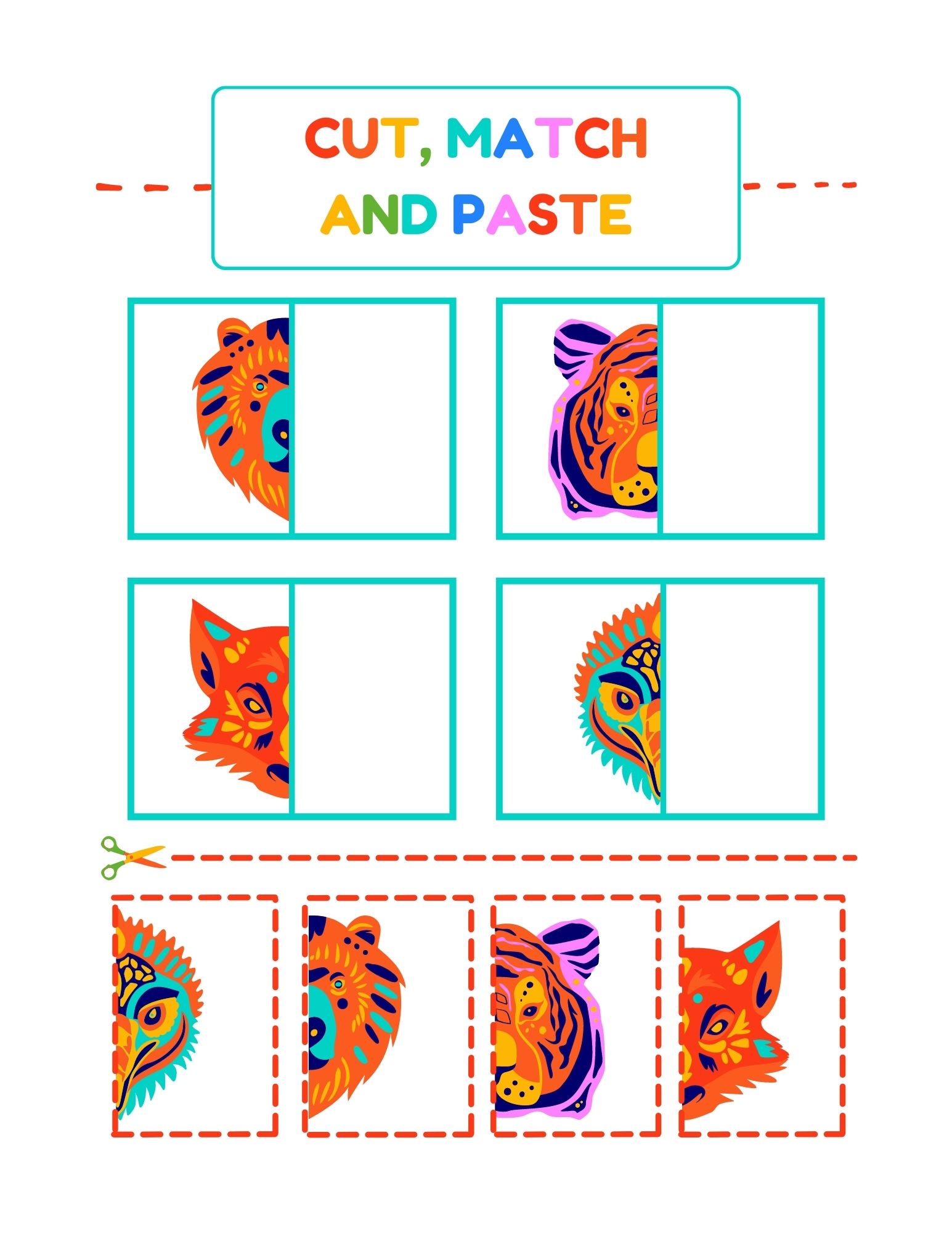 Cut and Paste Animal Activity Book For kids | Made By Teachers