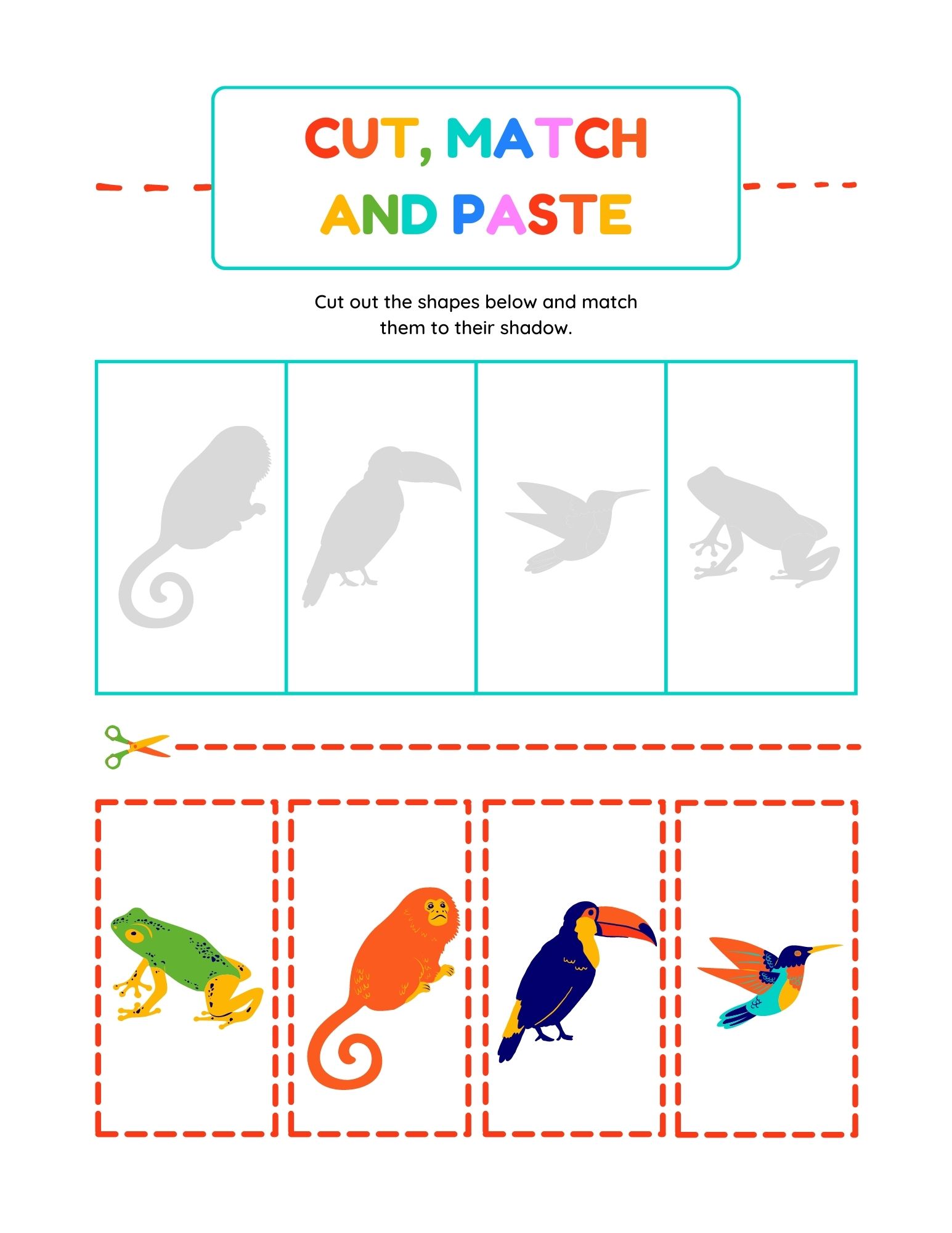 Cut and Paste Animal Activity Book For kids | Made By Teachers