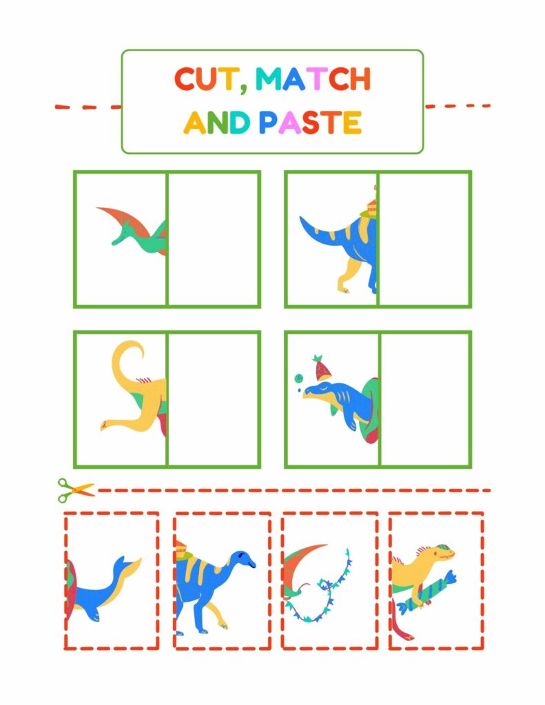 Cut and Paste Dinosaur Activity Book For Kids | Made By Teachers