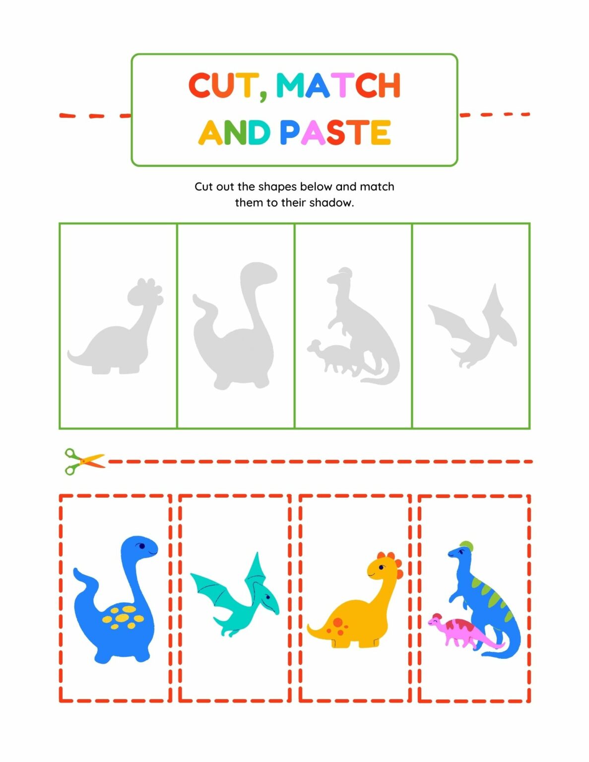 Cut and Paste Dinosaur Activity Book For Kids | Made By Teachers