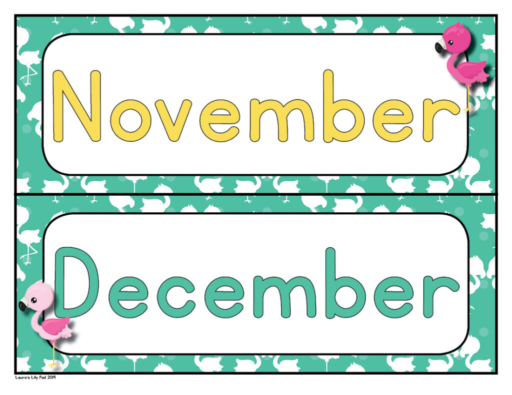 Flamingo Tropical Calendar Set | Made By Teachers