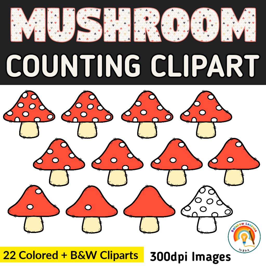 Counting to 10 Cliparts | Spring Counting Clip Arts | Counting Mushroom ...