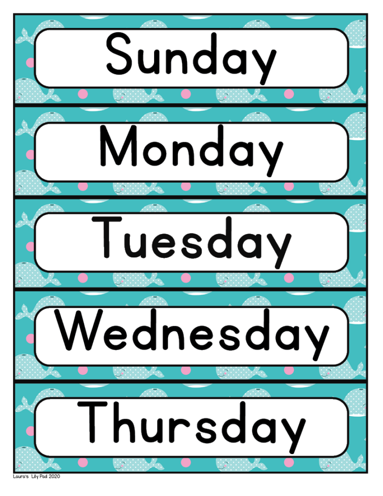 Whales Calendar Set | Made By Teachers
