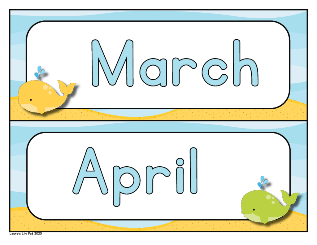 Whales Calendar Set | Made By Teachers