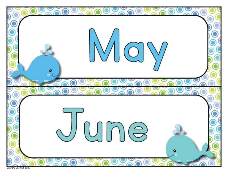 Whales Calendar Set | Made By Teachers