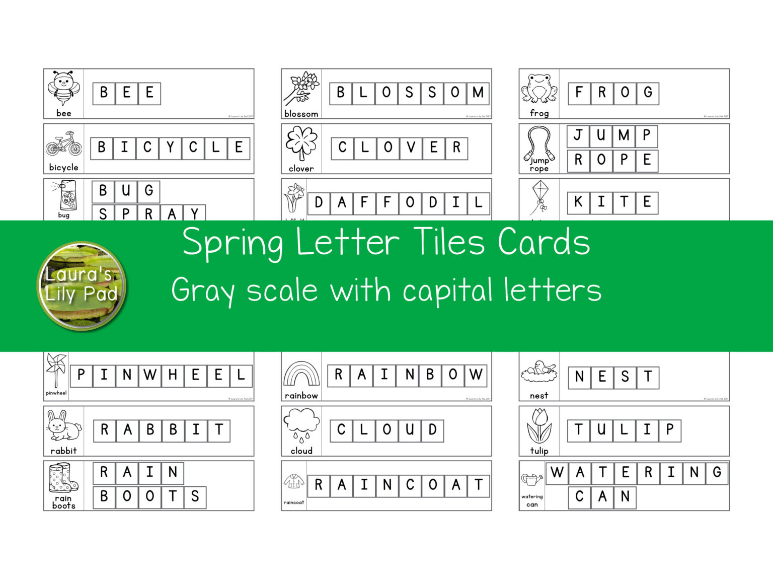 Spring Word Letter Tiles Cards | Made By Teachers