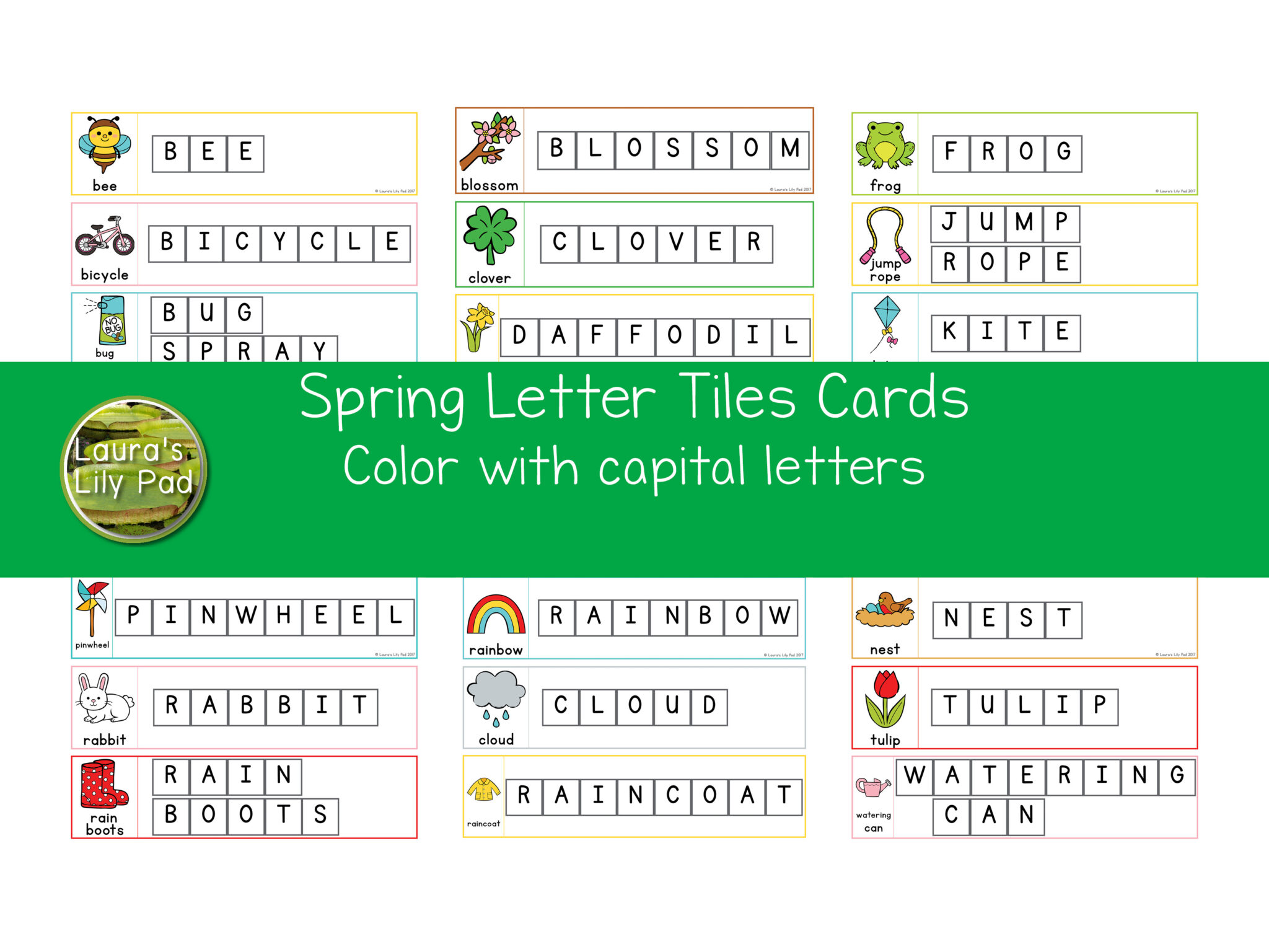 Spring Word Letter Tiles Cards | Made By Teachers