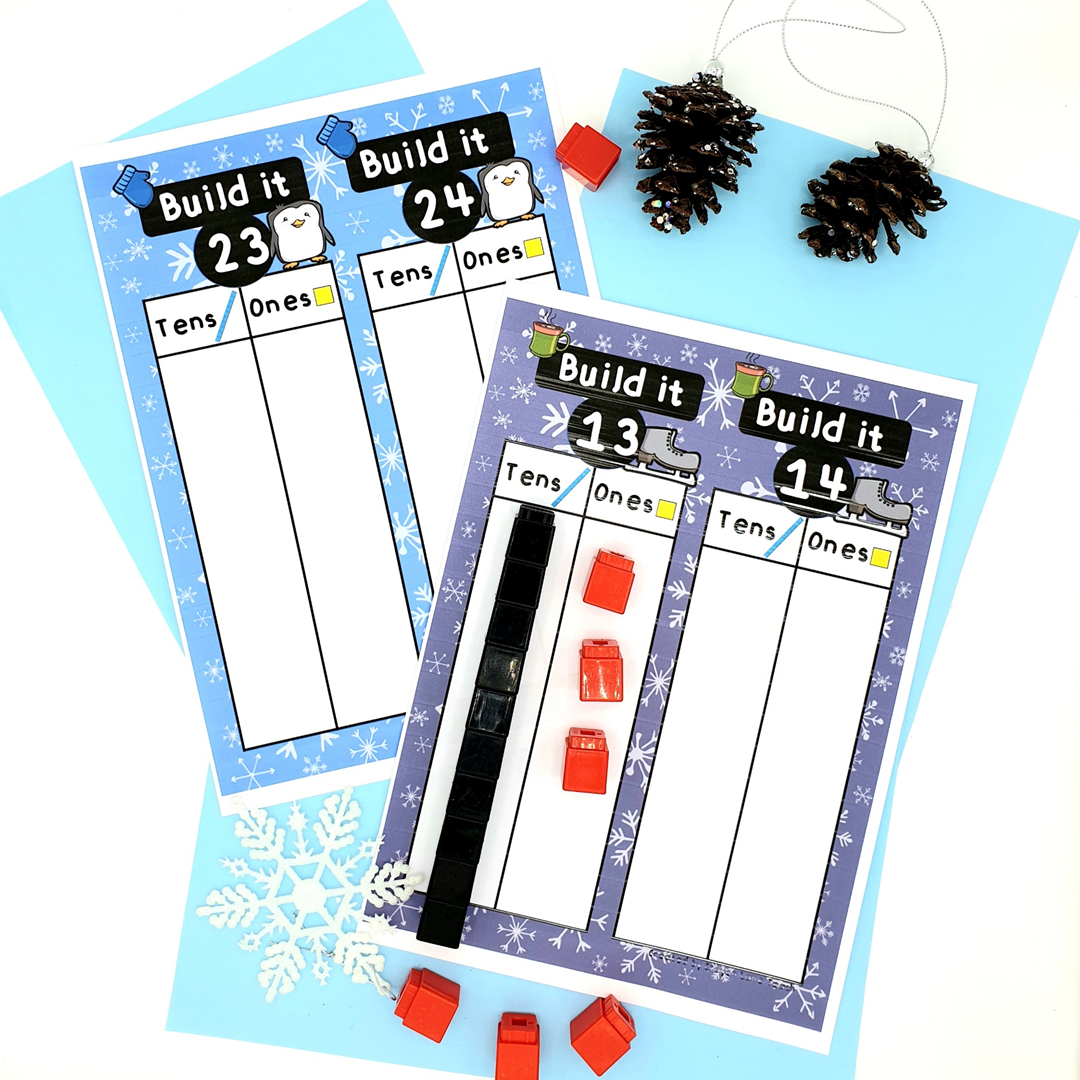 Winter Math Bundle Addition Subtraction with a number line Place Value ...