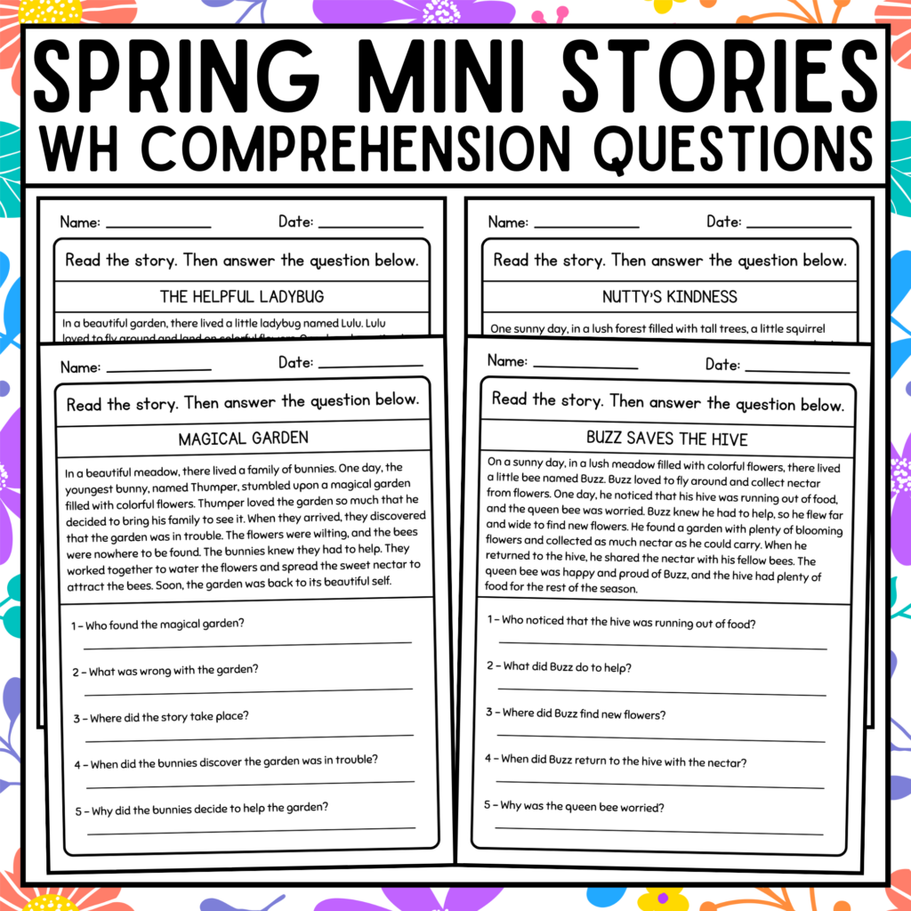Spring Mini Stories and WH Comprehension Questions | Spring WH ...
