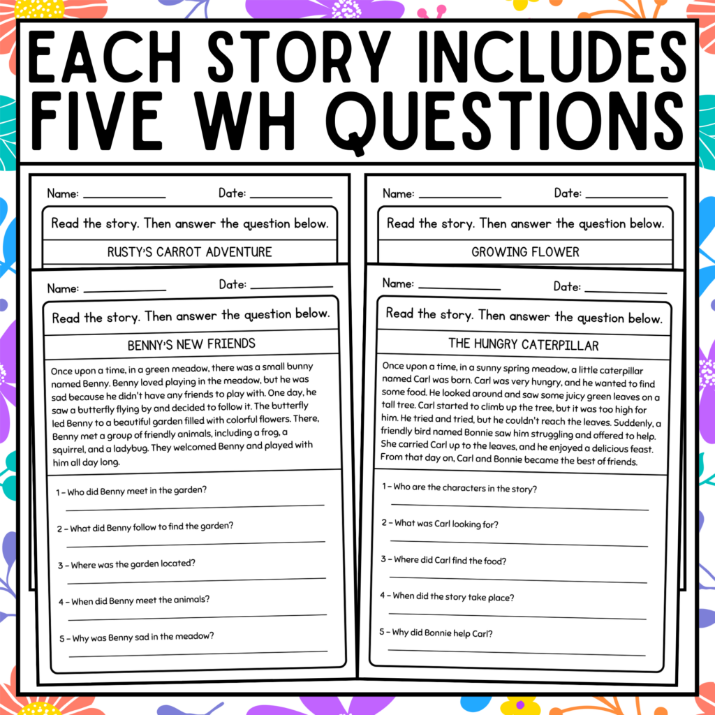 Spring Mini Stories and WH Comprehension Questions | Spring WH ...