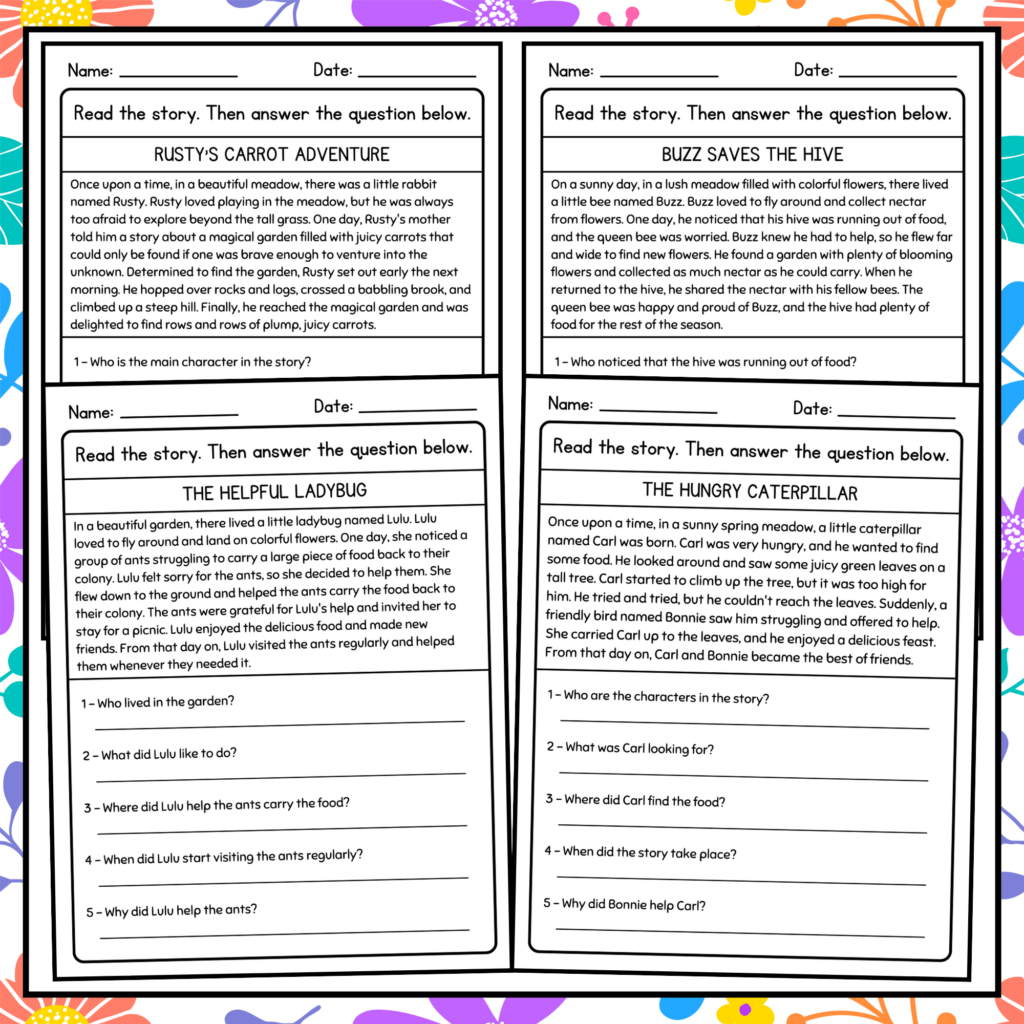 Spring Mini Stories and WH Comprehension Questions | Spring WH ...