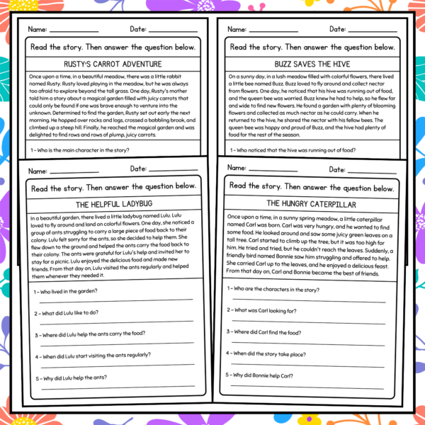 Spring Mini Stories and WH Comprehension Questions | Spring WH ...