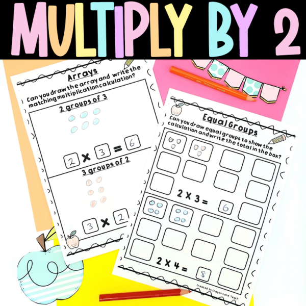 Multiplication Multiply by 2 Worksheets Arrays Equal Groups 1st Grade ...