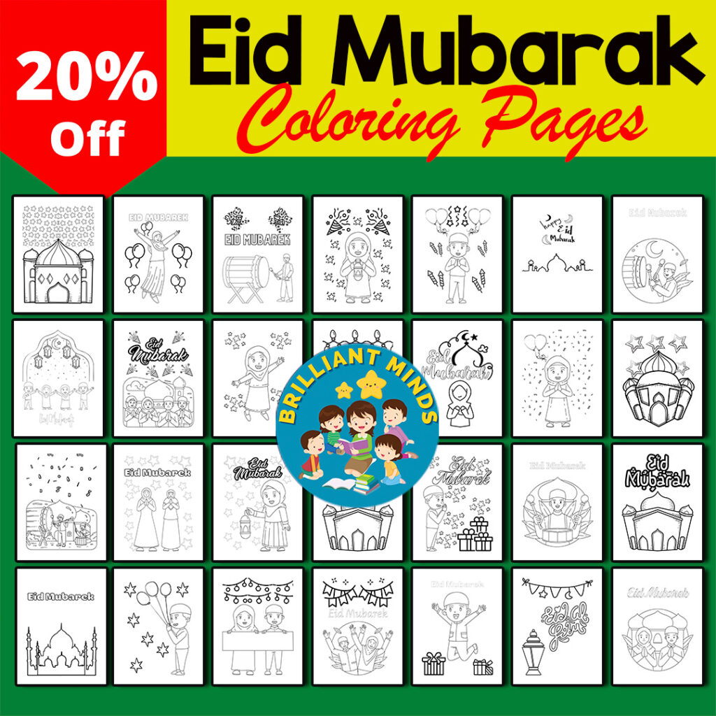 EID Al Adha and Al Fitr Coloring pages For Toddlers - Muslim Activities ...