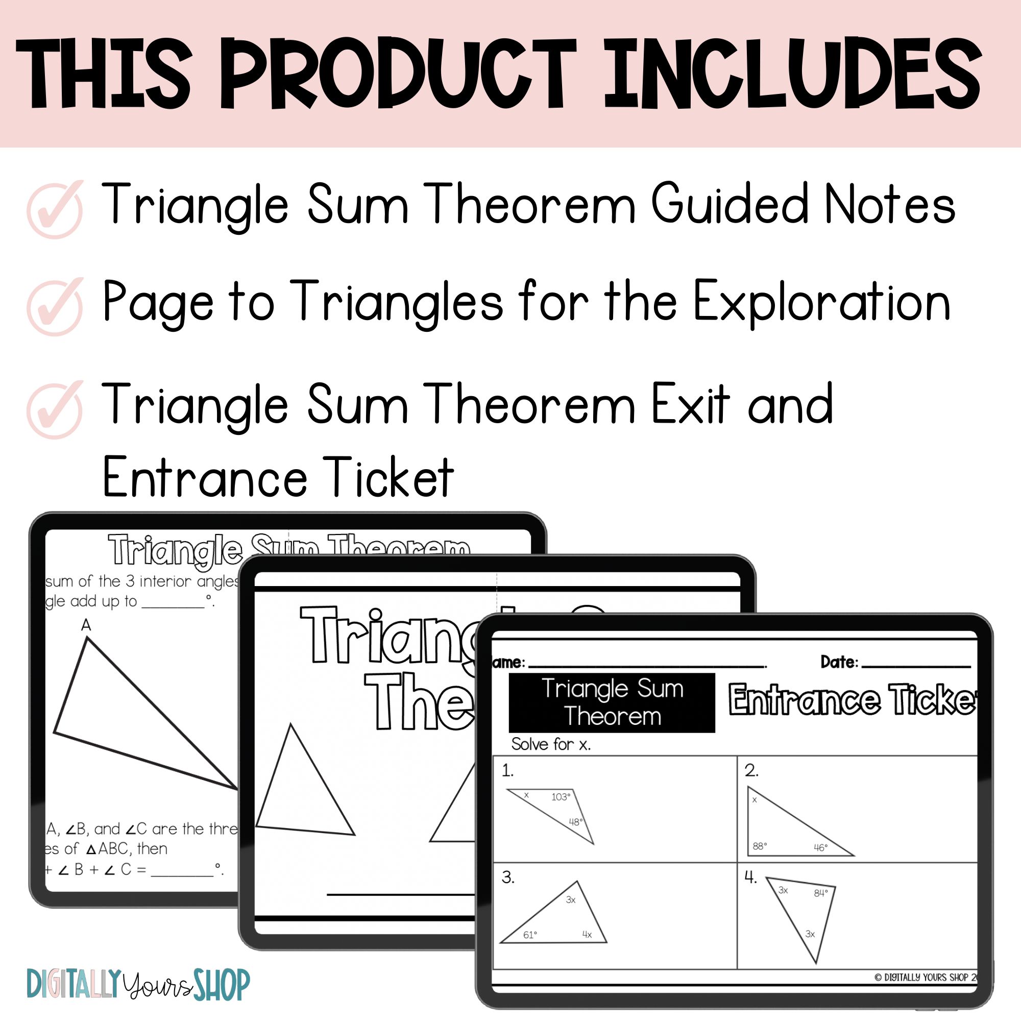 Triangle Sum Theorem- Interior Angles of Triangle - Foldable Notes ...