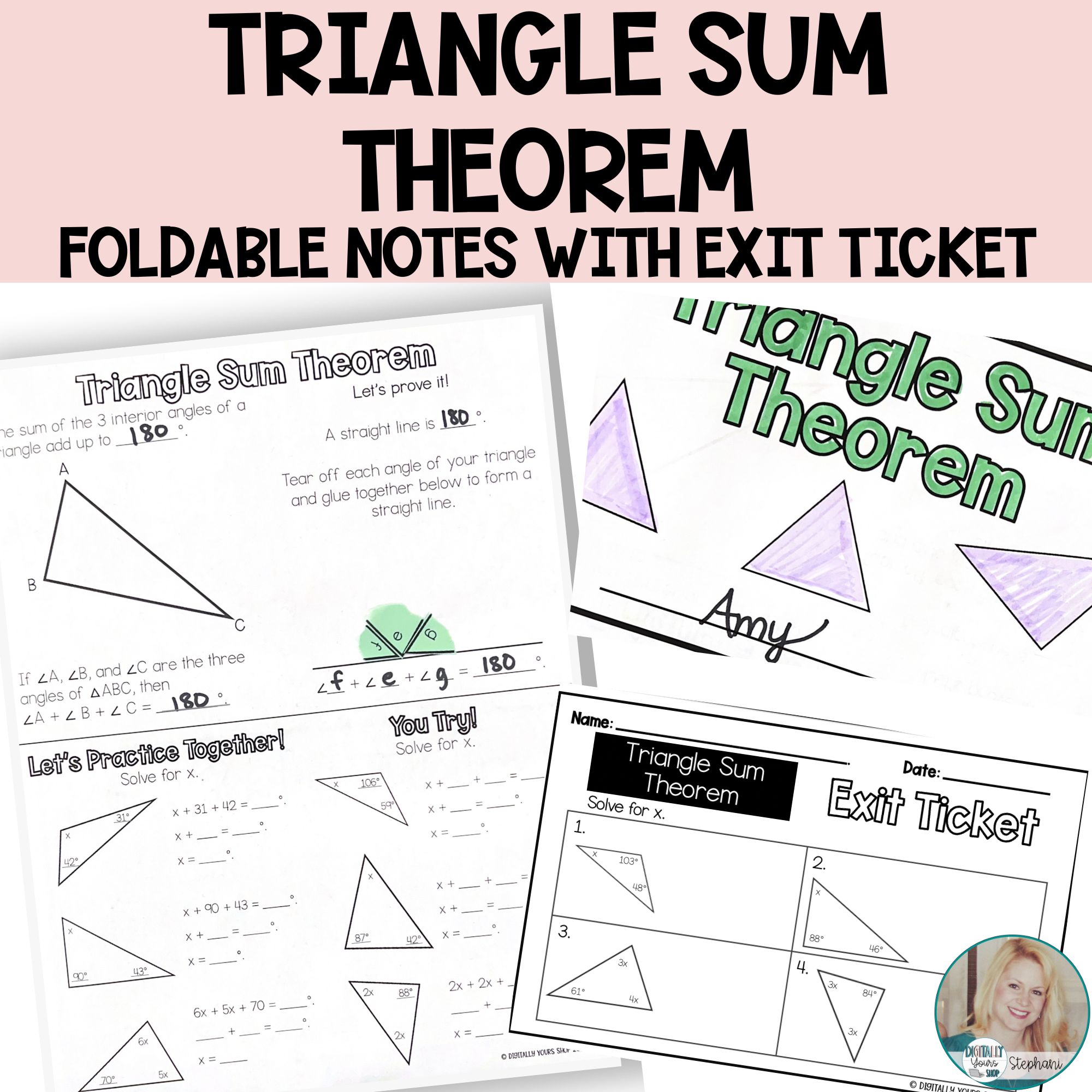 Triangle Sum Theorem- Interior Angles of Triangle - Foldable Notes ...