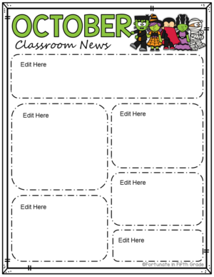 Editable Monthly Newsletter - OCTOBER | Made By Teachers
