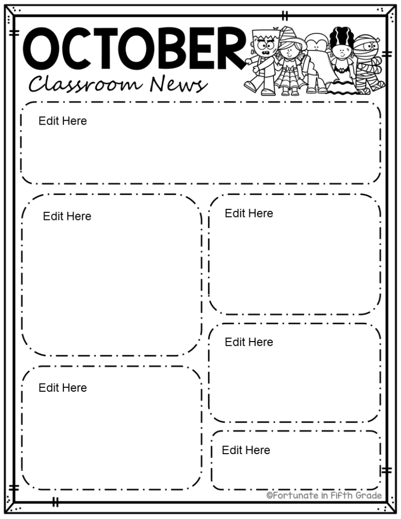 Editable Monthly Newsletter - OCTOBER | Made By Teachers