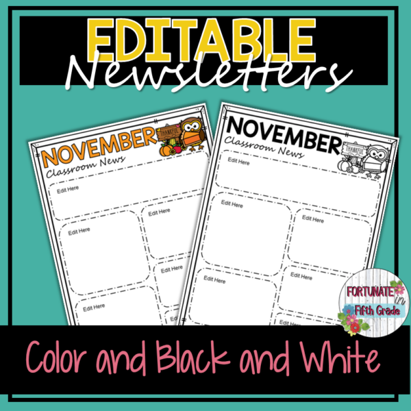 Editable Monthly Newsletter - NOVEMBER | Made By Teachers