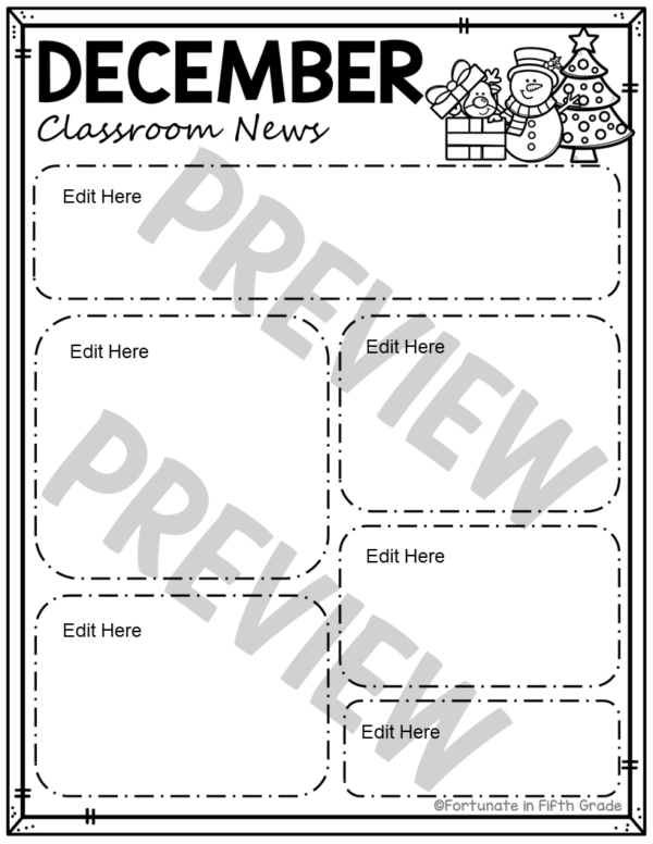 Editable Monthly Newsletter - DECEMBER - Made By Teachers