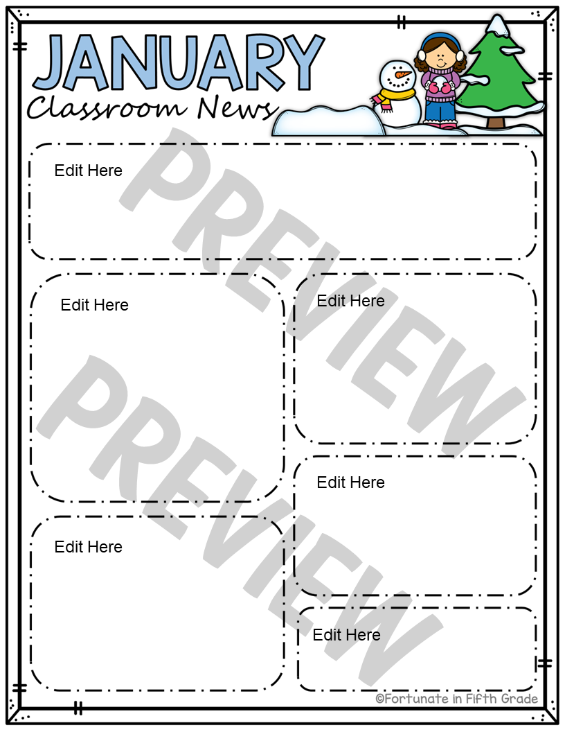 Editable Monthly Newsletter - JANUARY | Made By Teachers