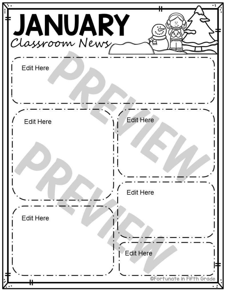 Editable Monthly Newsletter - JANUARY | Made By Teachers