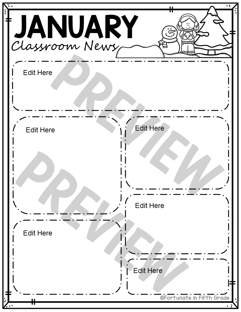 Editable Monthly Newsletter - JANUARY | Made By Teachers
