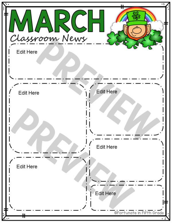 Editable Monthly Newsletter - MARCH - Made By Teachers